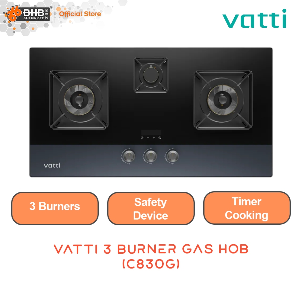 Vatti Build-In 6kw C830G 3 Burner Gas Hob (Safety Device) - C830G | Shopee Malaysia