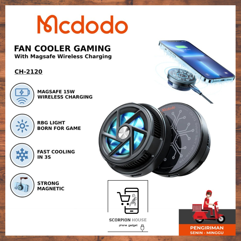 MCDODO CH-2120 15W Fast Charging Semiconductor Magnetic Wireless Gaming Charger with Cooling Fan ...