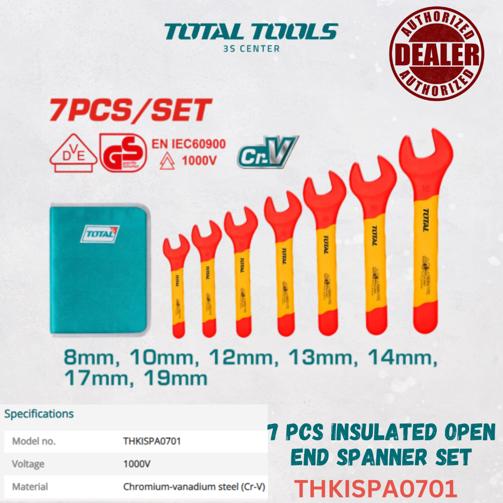 TOTAL 7 Pcs Insulated Open End Spanner Set + Carrying Pouch ...