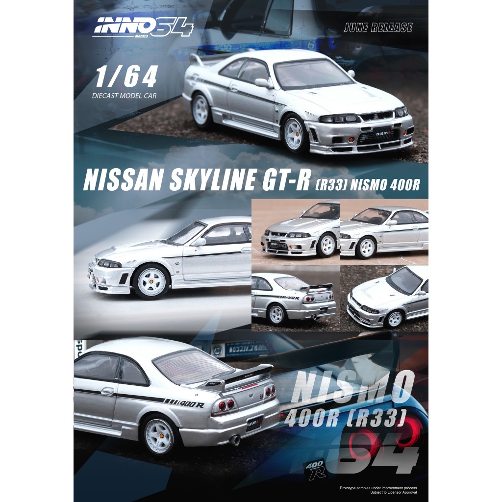 INNO64 1/64 NISSAN SKYLINE GT-R (R33) NISMO 400R SONIC SILVER | Shopee ...