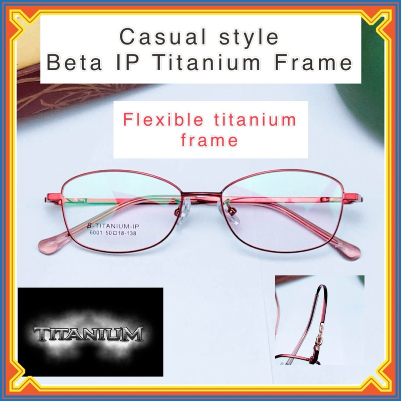 6001 Adult titanium light flexible glasses cermin mata spek frame ...
