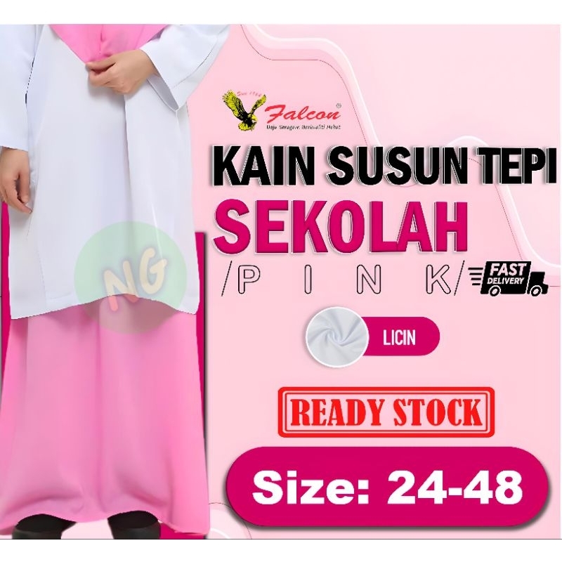 FALCON KAIN SUSUN TEPI PINK PUTERI ISLAM LICIN (SIZE:24-48) [ORIGINAL ...