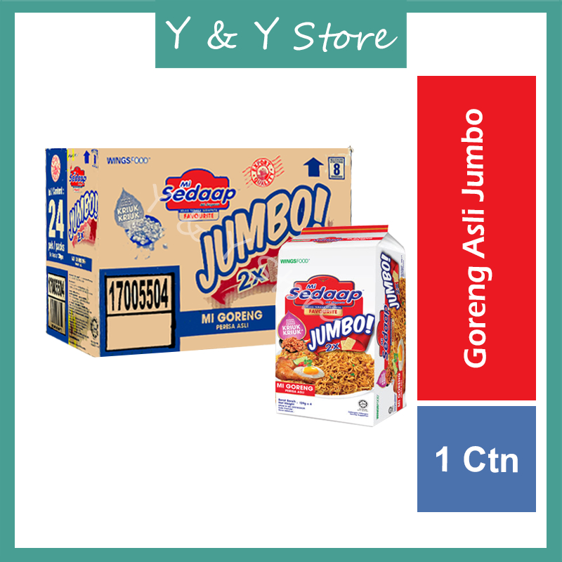Mi Sedaap Goreng Asli Jumbo Noodle 1 Ctn (6Pack x 4Pcs 125G) | Shopee ...