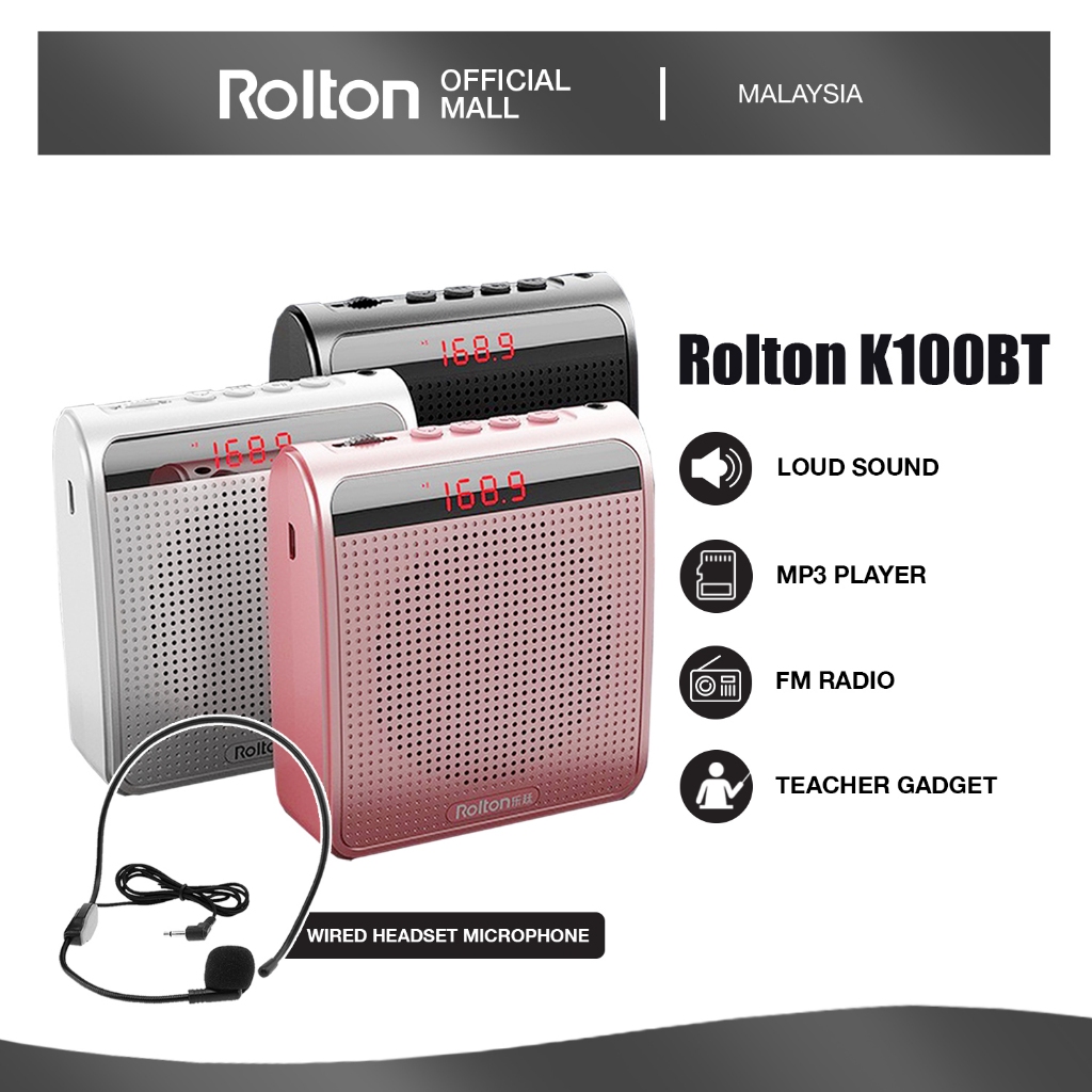 Rolton K100BT Speaker with Mic | Wired Headset Microphone Spiker ...