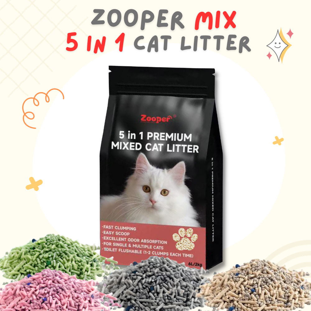 5 In 1 Zooper Premium Mixed Tofu Cat Litter Super Clumping Cat Litter ...