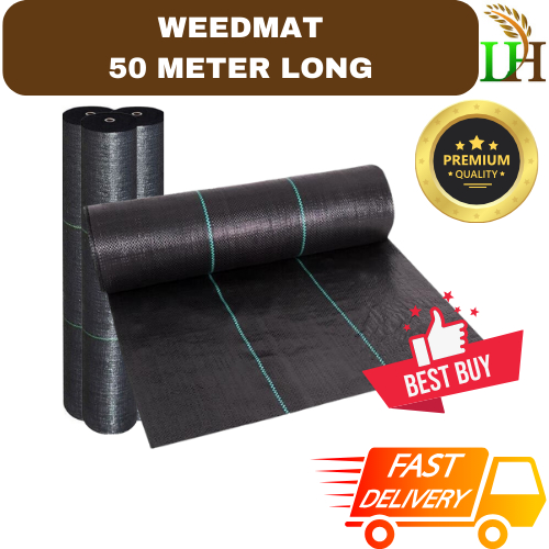 [100M/50M] 1M/1.2M/1.5M/2M/3M 90gsm Weed Control Mat Weedmat Penutup ...