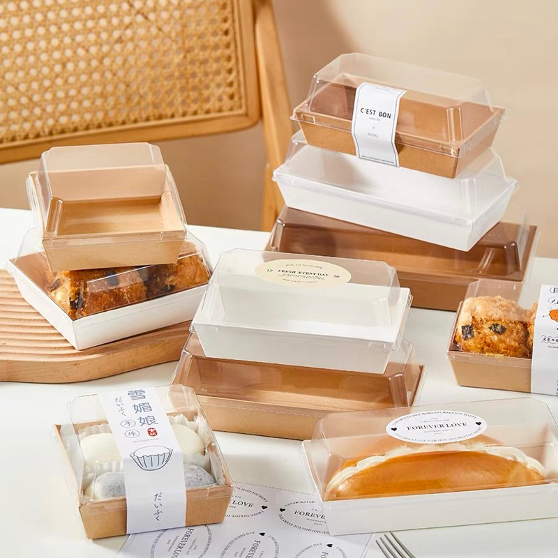 Square/ Rectangle packing box with transparent cover Cake packaging ...