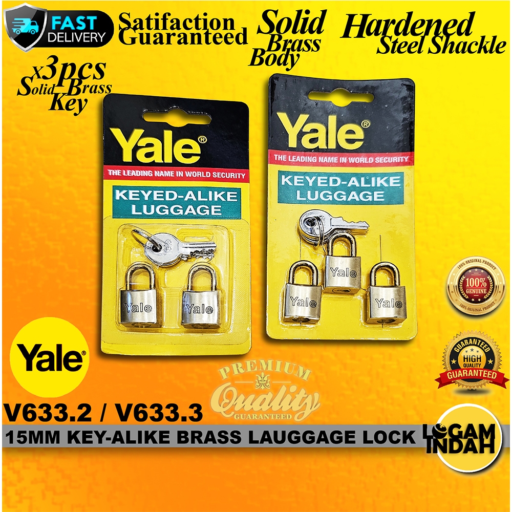 [100% ORIGINAL] 15MM YALE BRASS KAS LUGGAGE LOCK V633.2 , V633.3 , V633 ...