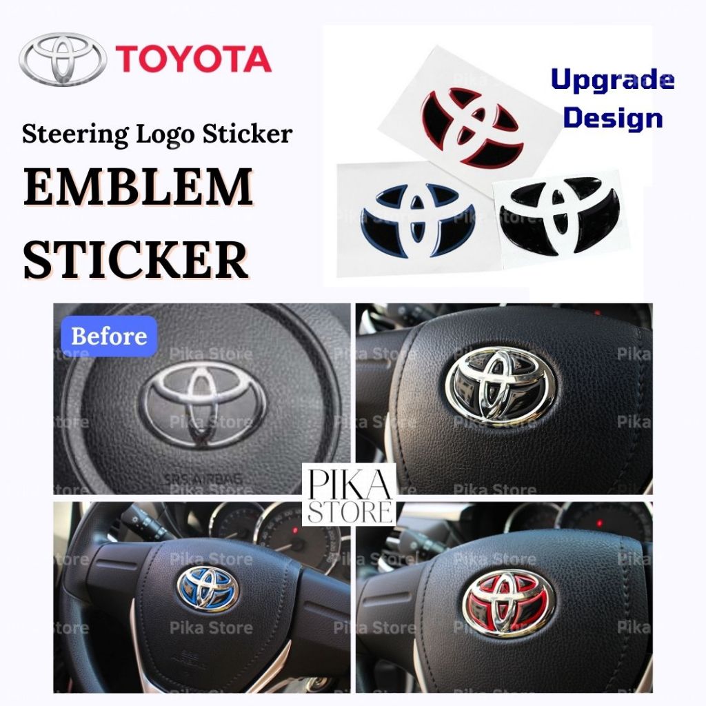 Toyota Car Emblem Logo Sticker Car Steering Wheel Decorative Vios 2023 ...