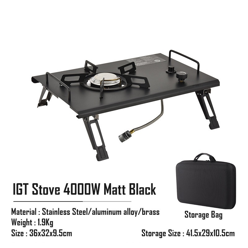 IGT Stove Matt Black I Khaki 4000W Stainless Steel Copper Camping Outdoor Cooking Portable Gas ...