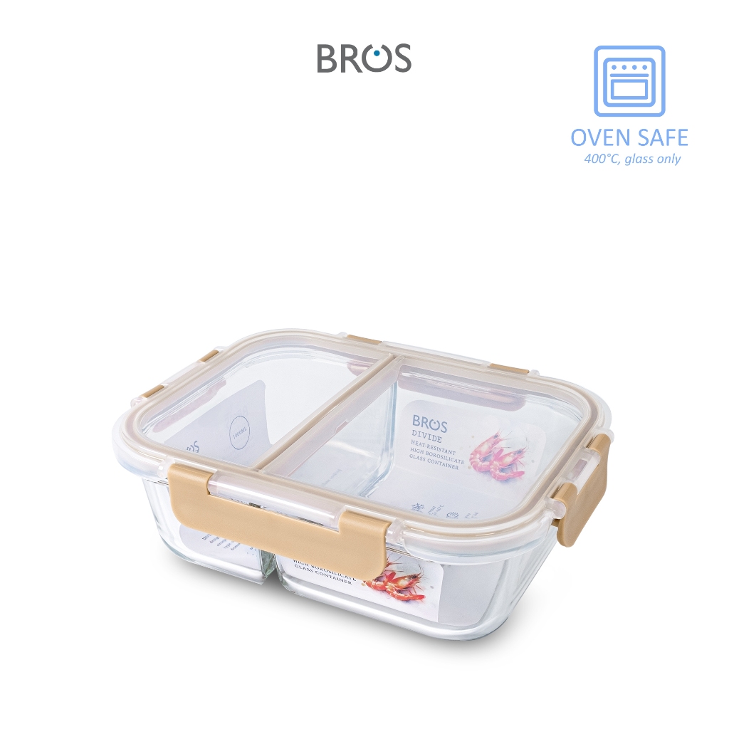 BROS Container Glass Divide-3 Rectangular | High Durability Food Safe ...