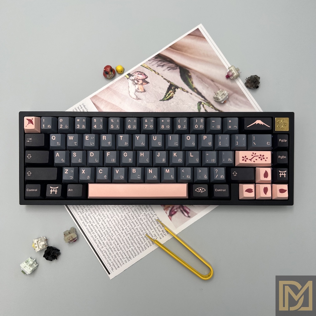 [LOCAL STOCK] Night Sakura Keycap PBT Cherry Profile Dye Sub Keycaps ...