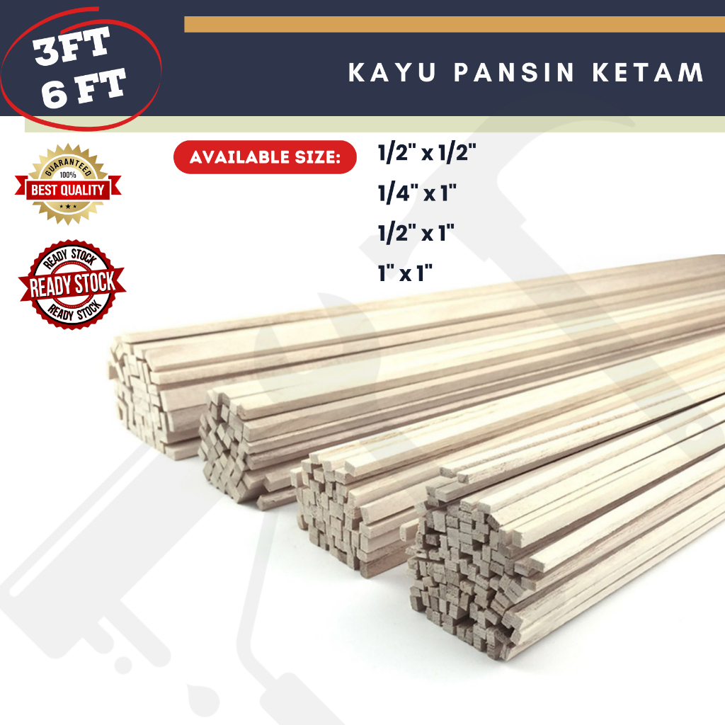 Kayu Pansin Ketam 1/2" x 1/2" | 1/4" x 1" | 1/2" x 1" | 1" x 1" | Wood ...