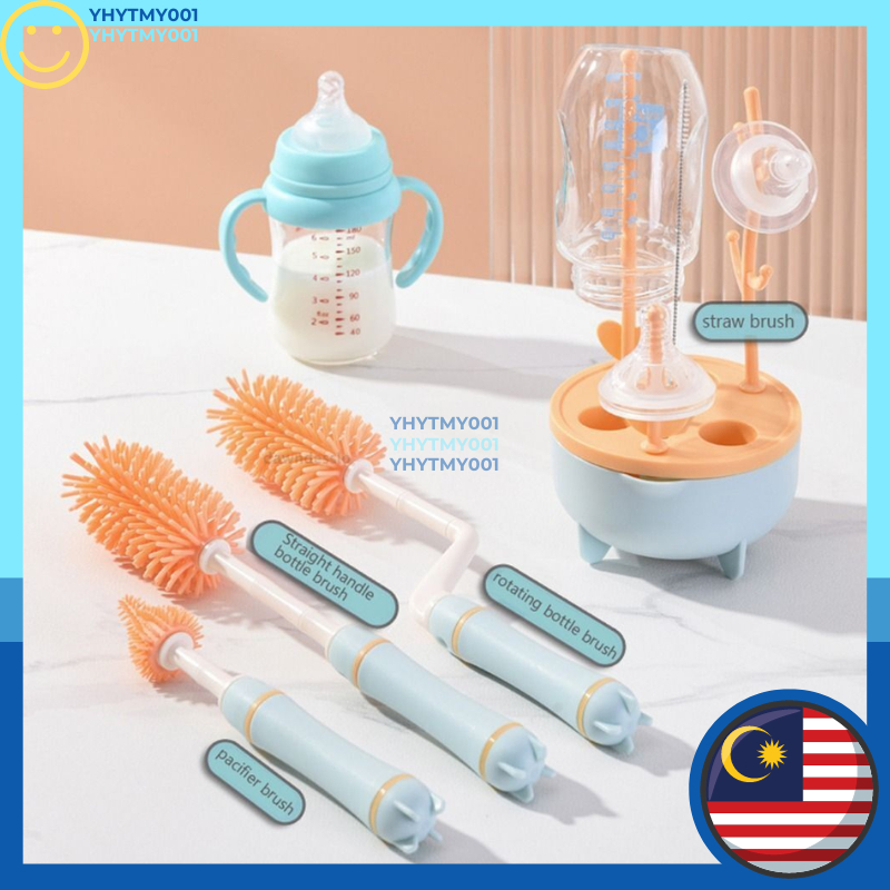 LOCAL! Baby Bottle Soft Silicone Brush Milk Bottle 8pcs Brush w/ Base ...