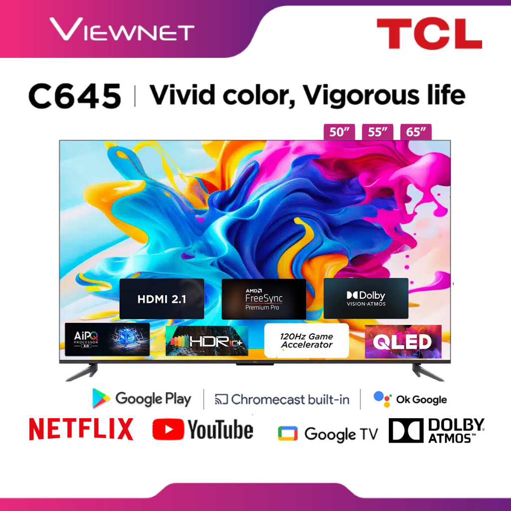 TCL 4K QLED UHD C645 Series Google TV | HDR 10+ | 120Hz DLG | Remote ...