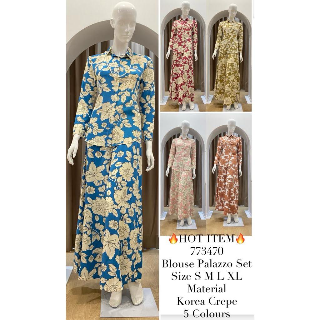 BLOUSE PALLAZO SET 7734 | Shopee Malaysia