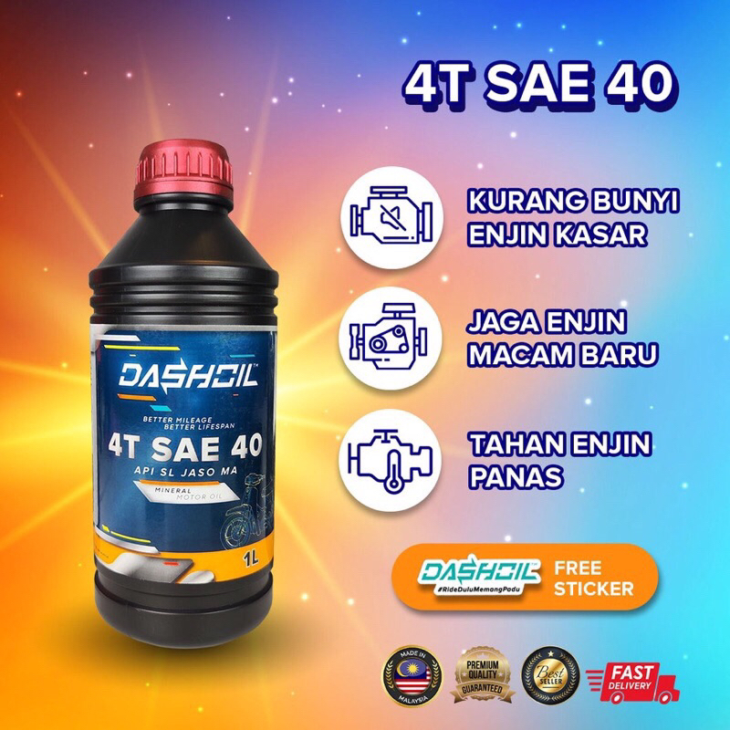 DASH OIL SAE40 MOTORCYCLE OIL 1L MINYAK MOTOR ENGINE OIL MINYAK HITAM ...