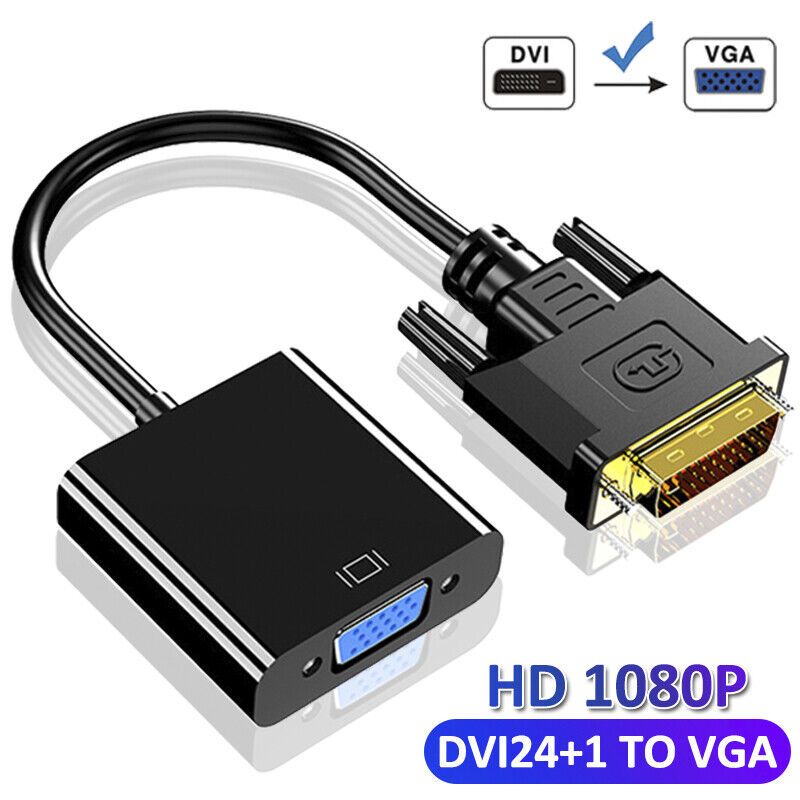 🇲🇾 1080P DVI-D to VGA Adapter Cable 24+1 25 Pin DVI Male to 15 Pin VGA ...