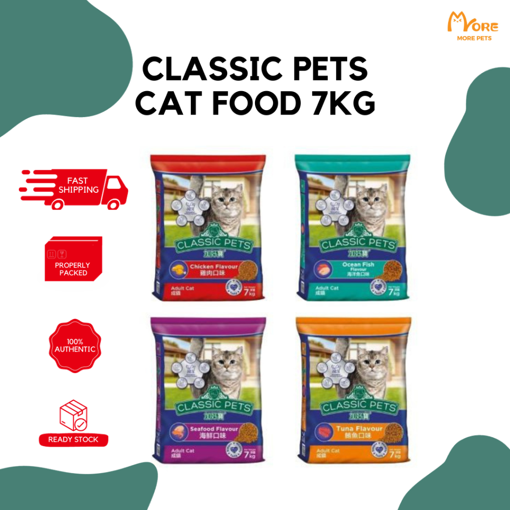 Classic Pets Cat Food 7kg 4 flavours Ocean Fish/ Tuna/ Seafood/ Chicken ...