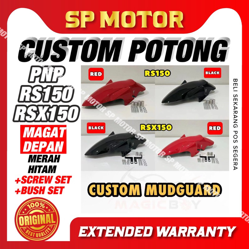 100% MAGIC BOY CUSTOM SIAP POTONG MAGAT MUDGUARD WITH SCREW NUT PNP RS150 RSX150 RS 150 HITAM ...