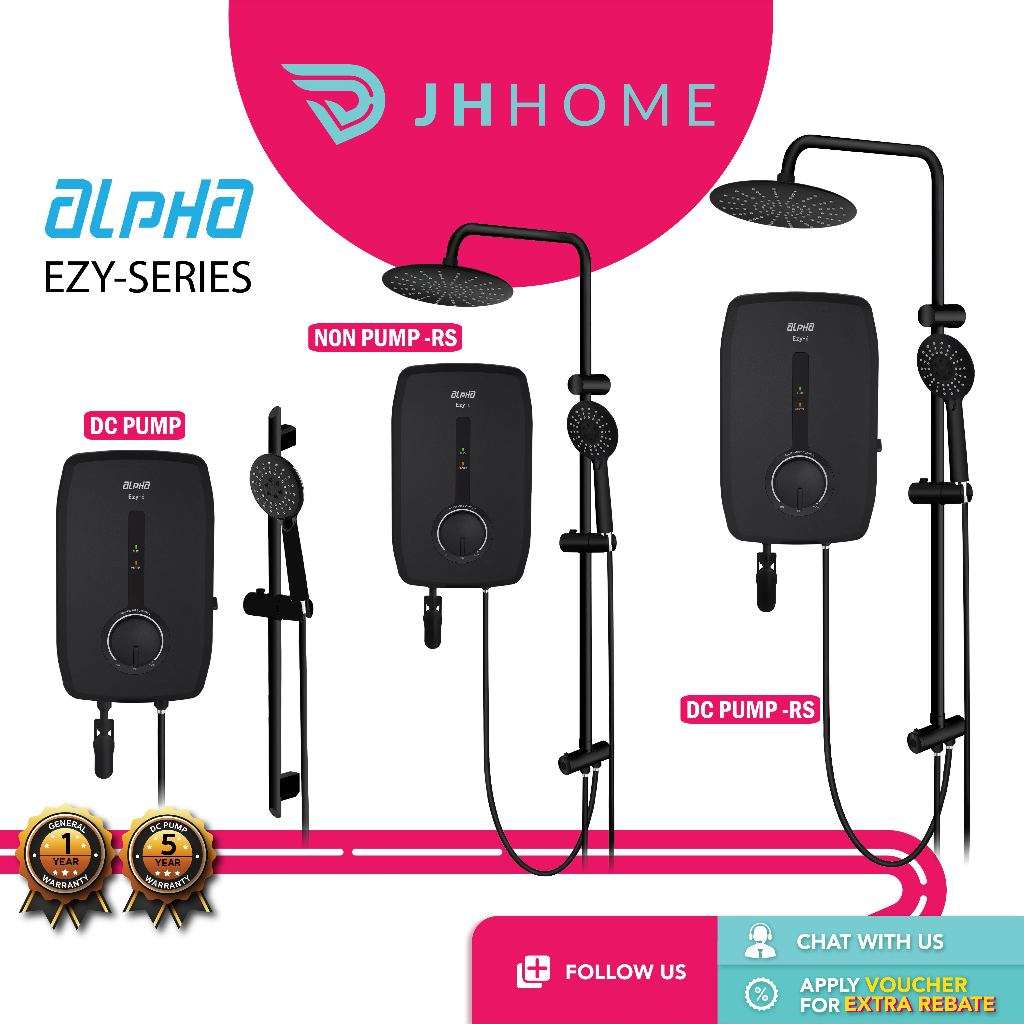 ALPHA Ezy-i DC Pump Rain Shower Water Heater / Ezy-i DC Pump | Ezy-E RS No Pump Instant Shower ...