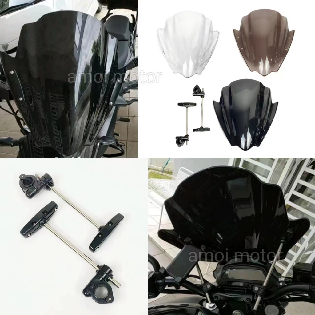 Universal Windshield with bracket for All 7/8 & 1" 22mm Handlebars ...