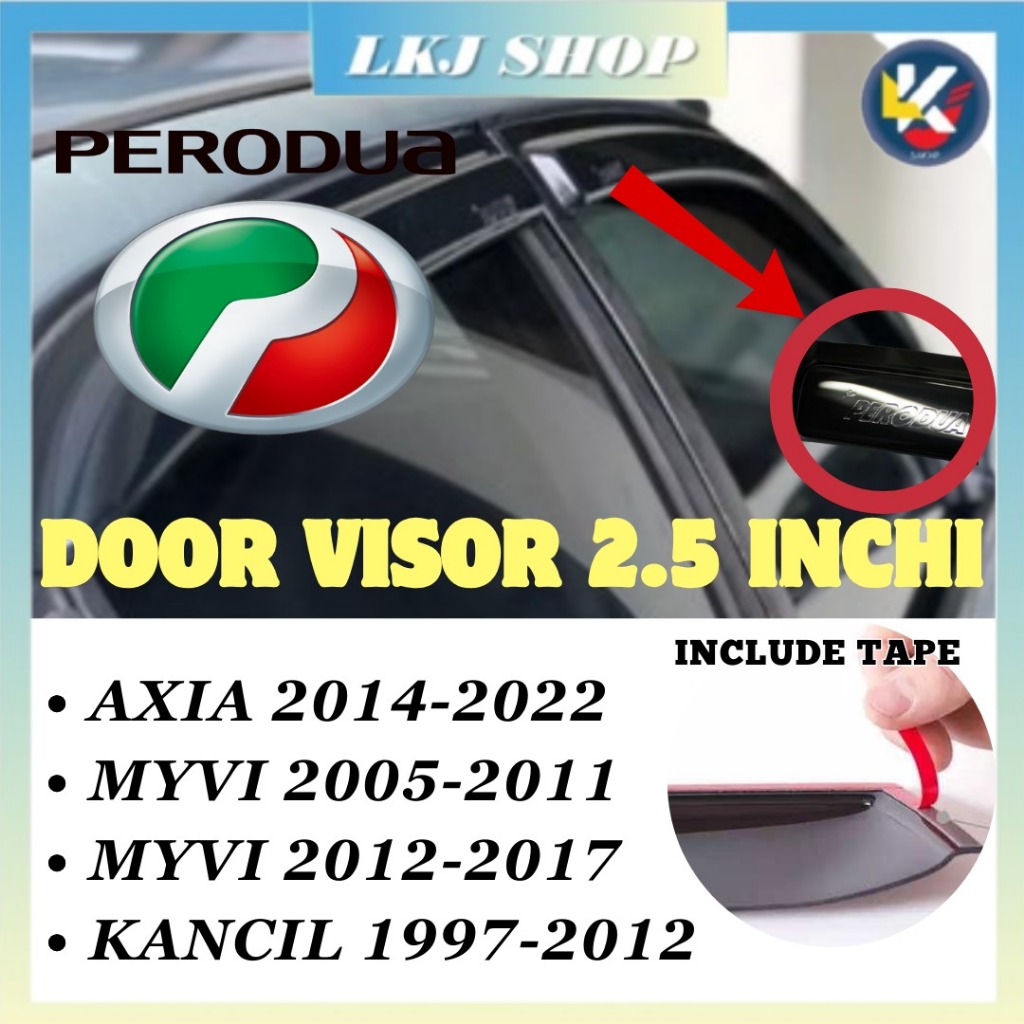Perodua LOCAL Door Visor Transparent Evo Look 2.5 Inch For Axia Myvi ...