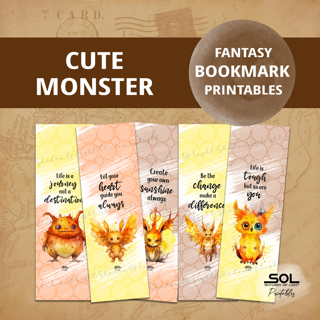 Printable Cute Monsters Bookmark | PDF | Positive Motivation Word ...