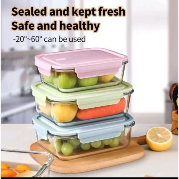 Heat Resistant Borosilicate Glass Microwave-able Airtight Rectangle ...