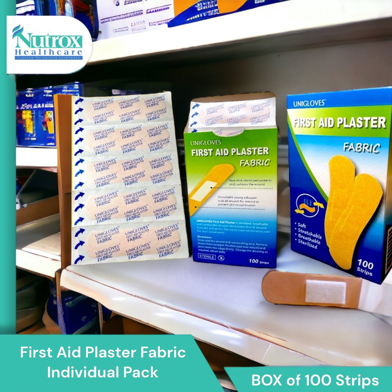 UNIGLOVES STERILE FIRST AID PLASTER(1 BOX)(100 strips), Fabric Type, 19 ...