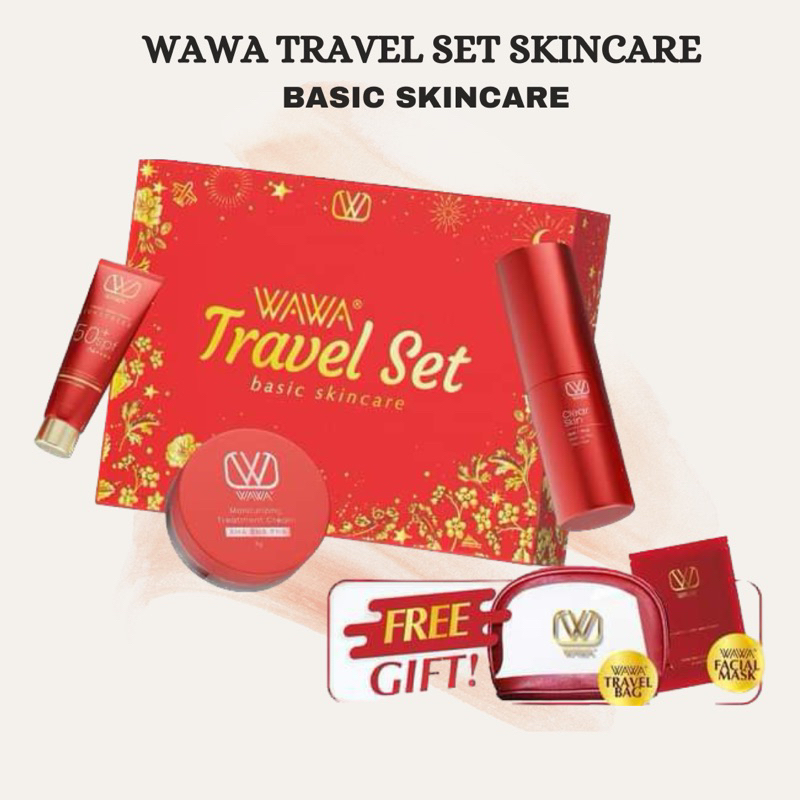 WAWA TRAVEL SET SKINCARE (Free pouch bag wawa + facial treatment wawa ...