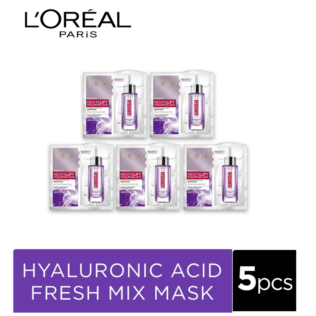 L'Oreal Paris Revitalift Hyaluronic Acid Plumping Fresh Mix Serum Mask ...