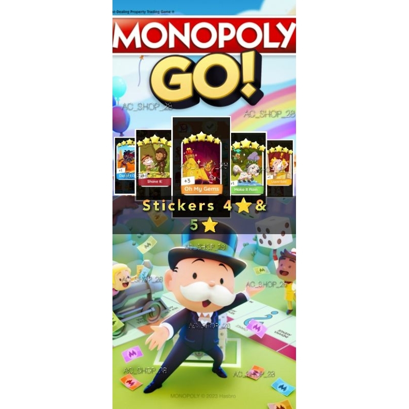 MONOPOLY GO Stickers 4/5 Star ⭐(ALL STOCK AVAILABLE) | Shopee Malaysia