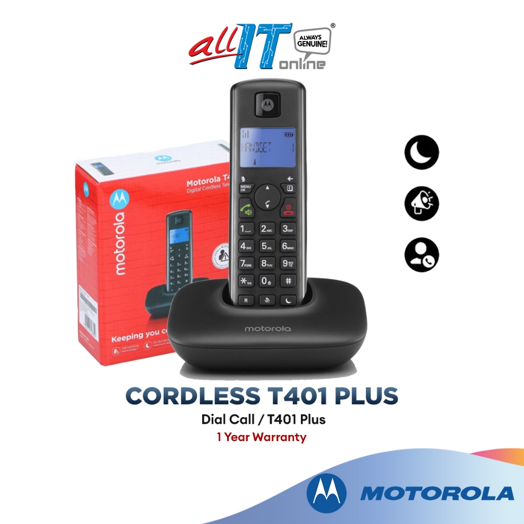 Motorola Cordless T401 Plus Single Home Phone/ Office Phone/ Dect Phone ...