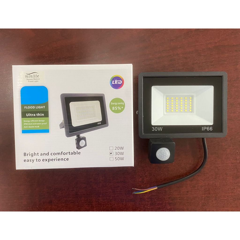 Minlite Motion Sensor LED Flood Light Outdoor 30W LED Spotlight Floodlight with Sensor Lampu ...