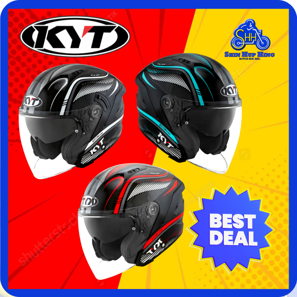 [ KYT ] KYT HELMET ORIGINAL OPEN FACE NFJ RADAR WHITE RED BLUE ...