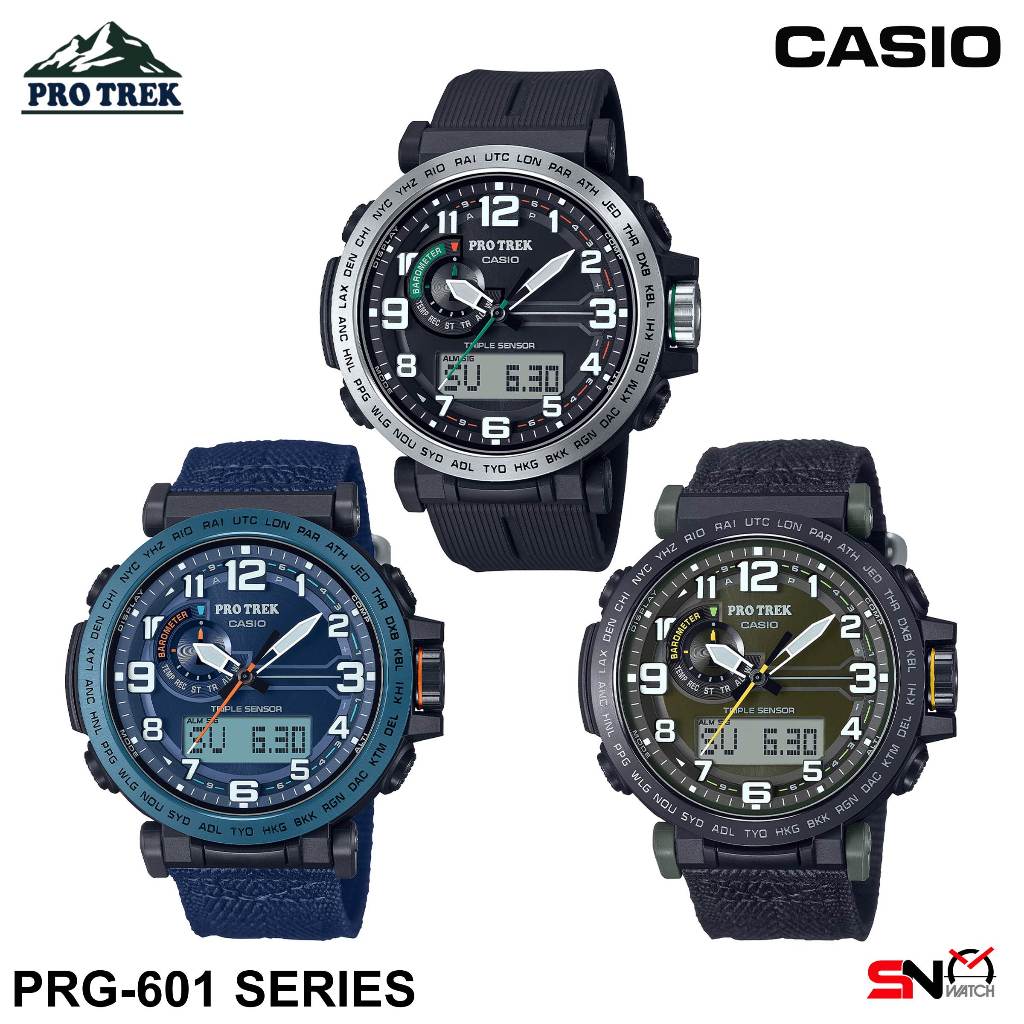 Casio Protrek PRG-601 PRG-601YB Triple Sensor Tough Solar Analog Digital Resin Band Men Sports ...