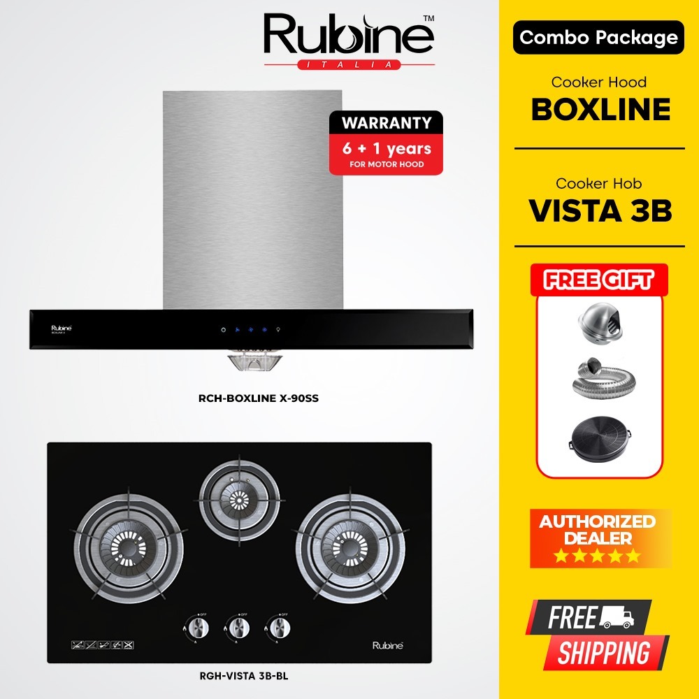 Rubine RCH-BOXLINE X-90BL Kitchen Hood Cooker Hood And Built-In Hob ...