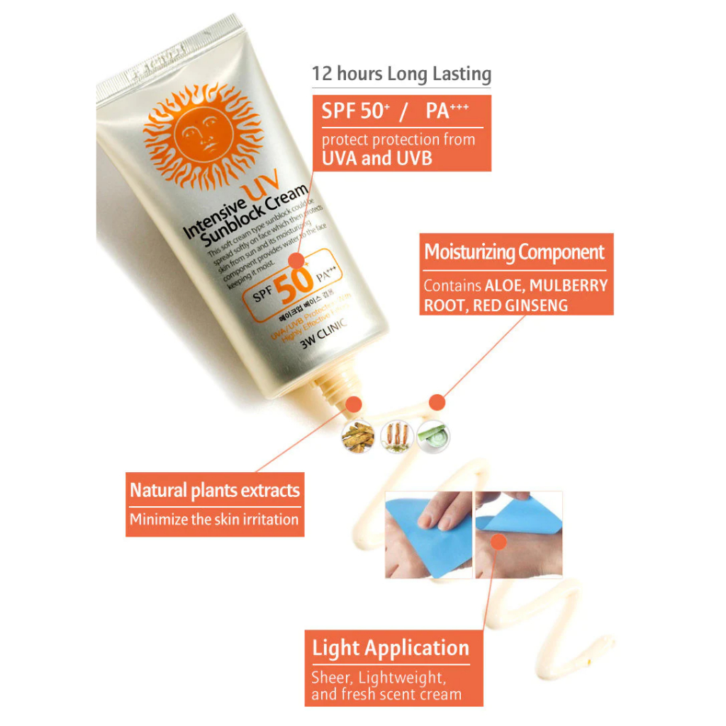 3W Clinic Sunblock Axis y Sunscreen Intensive UV Sunblock Suncream Refreshing Anti UV Sunscreen ...