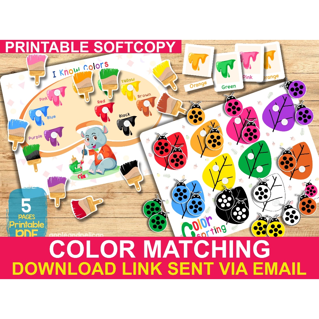 [SOFTCOPY] Color Matching Activity Busy Book Page, Montessori Preschool ...