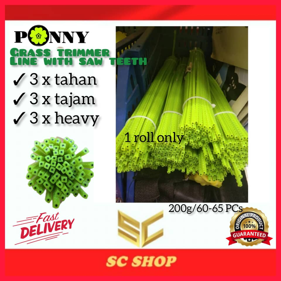 PONNY GRASS TRIMMER NYLON LINE POWER SAW LINE 12" 300MM 3.2MM 200G/1KG ...