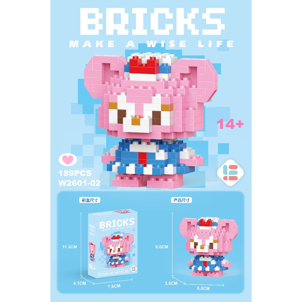 3D Mini Building Block Cute Character Model Nano Block Cartoon block ...