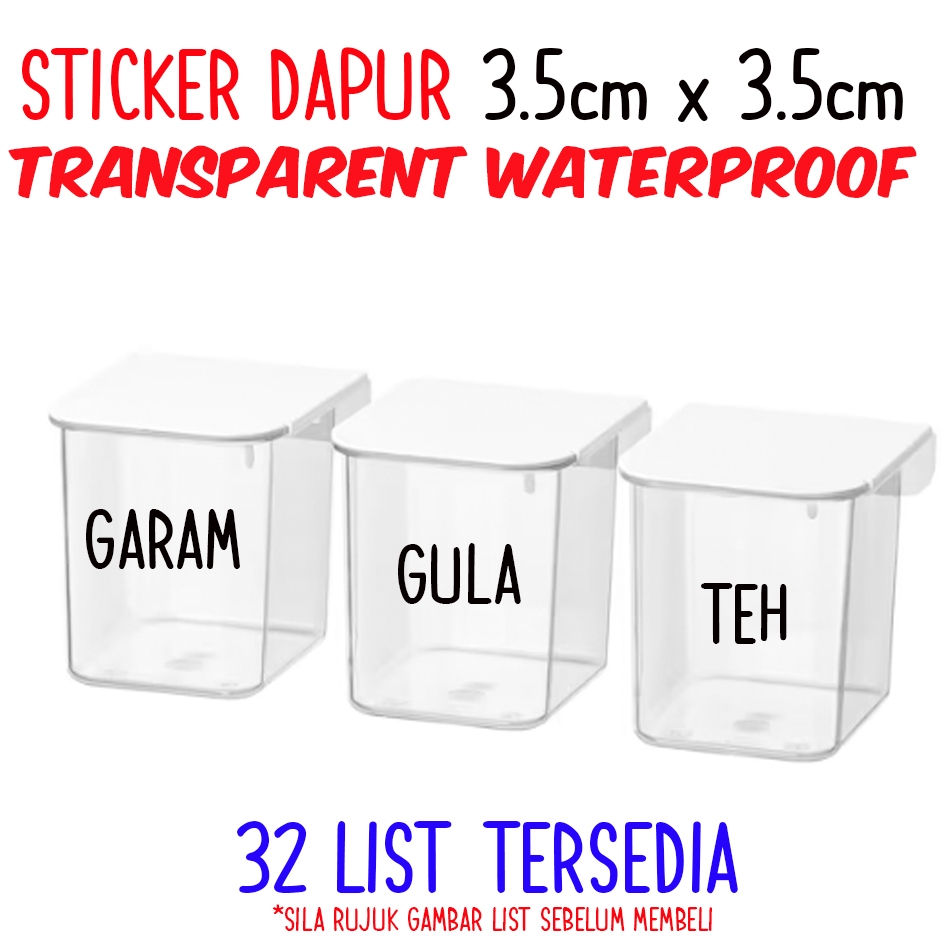 32pcs List Sticker Dapur Waterproof Kitchen Label Decoration Saiz 3.5cm ...