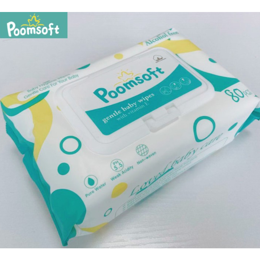 POOMSOFT Non Alcohol Baby Wet Wipes/Wet Tissue (80 Pcs/Pack) | Shopee ...