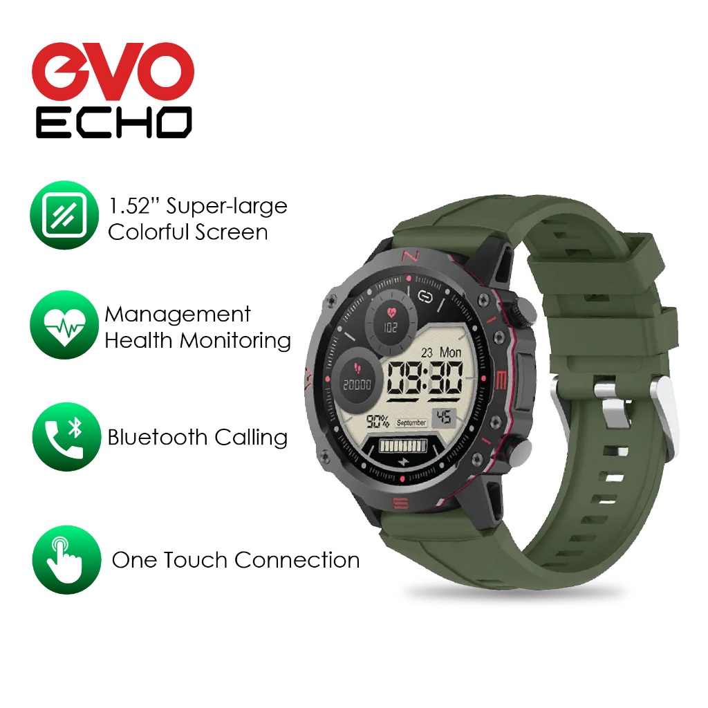 EVO Smartwatch ECHO HD Screen Unisex Heart Rate Tracking Waterproof ...