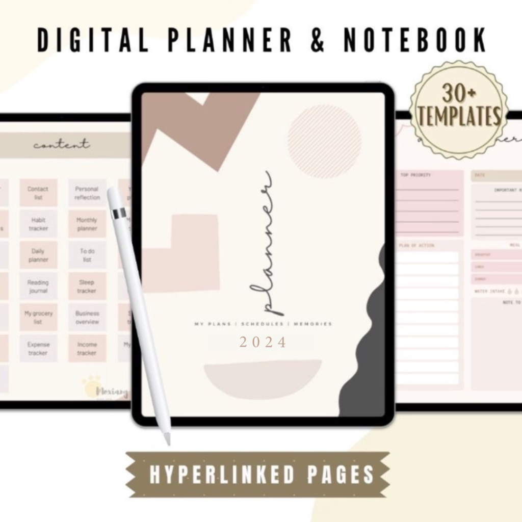 Digital Planner 2024 Hyperlinked Minimalist Yearly Monthly Daily Saving ...