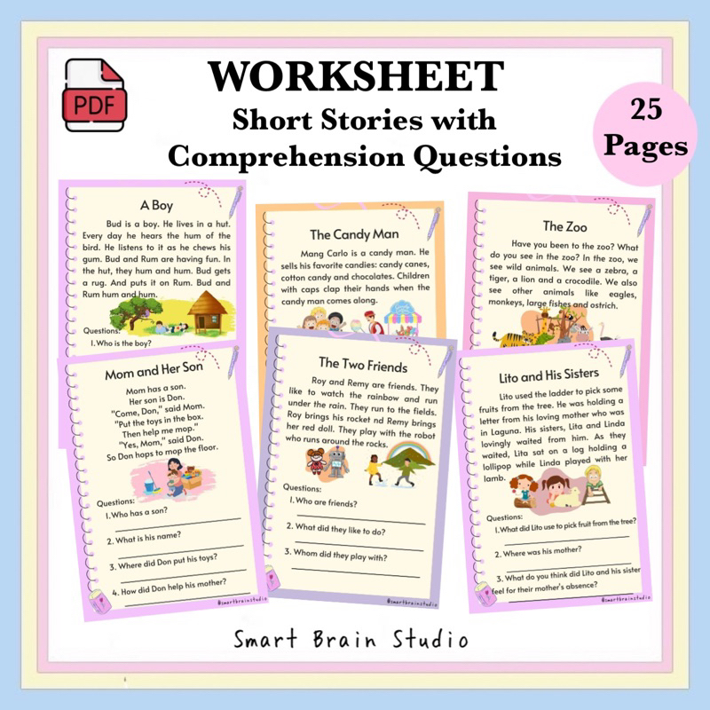 PDF WORKSHEET | SHORT STORIES WITH COMPREHENSION QUESTION | Shopee Malaysia