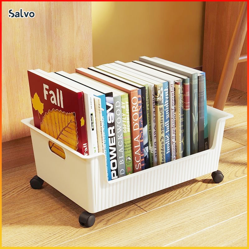 Salvo Book Storage Box With Wheels Desk Book Storage Organizer Book ...