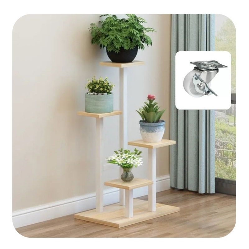 4 Tier Mobile Flower Stand Plant Stand Flower Rack Display Shelf Mental ...