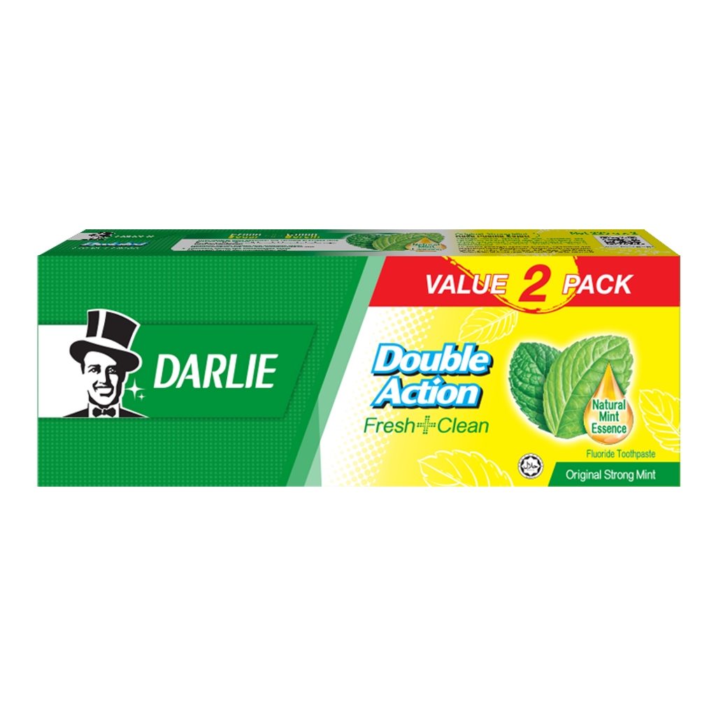 Darlie Double Action Fresh + Clean Toothpaste Original Strong Mint 225g ...